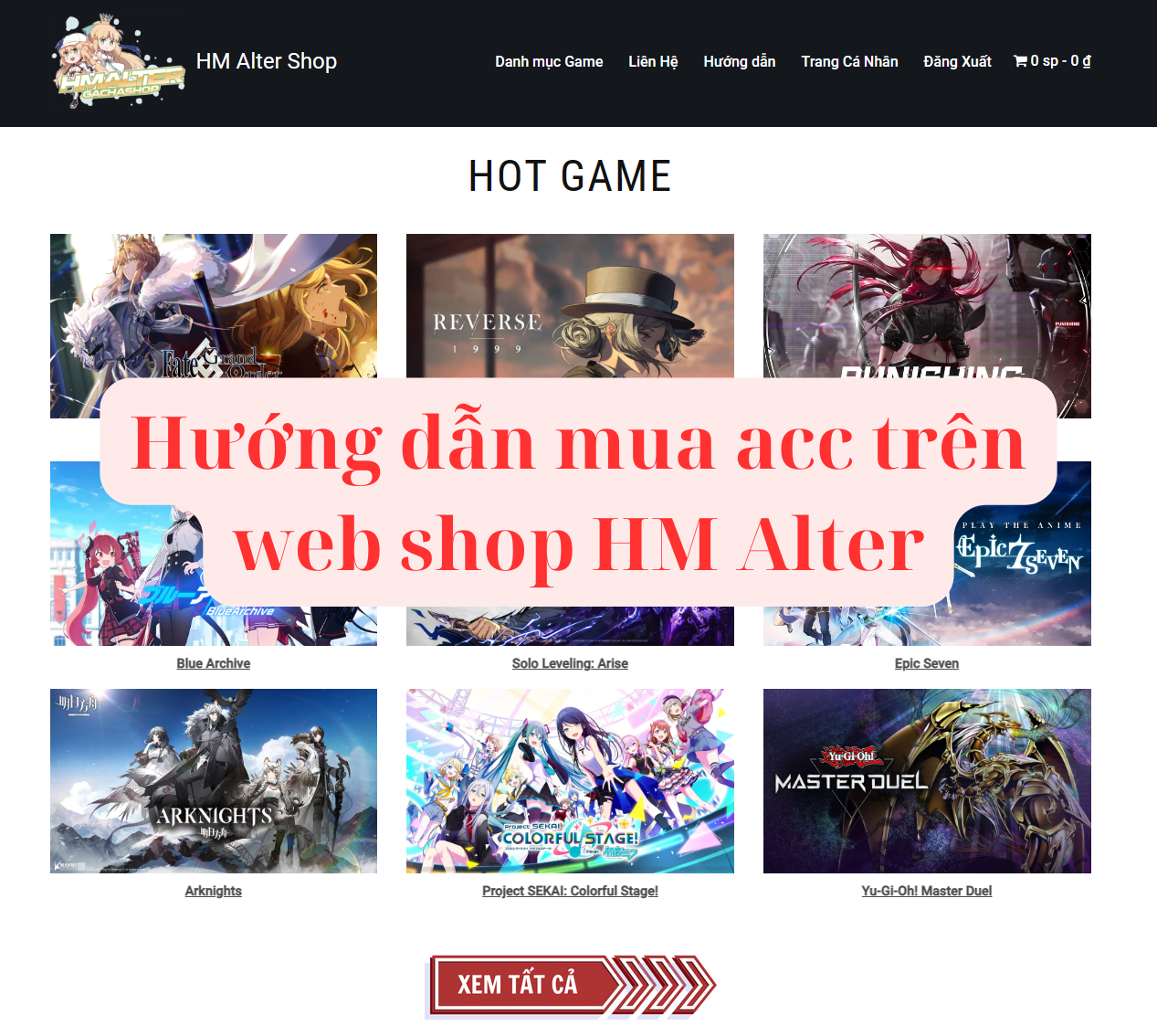 Mua acc trên web hmalter.com như thế nào? - HM Alter Shop