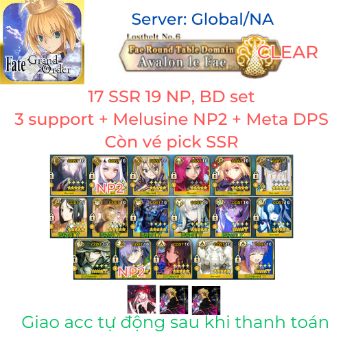 [#838] [Endgame] 17 SSR 19 NP, 3 support + Melusine NP2 + Meta DPS, BD set - HM Alter Shop
