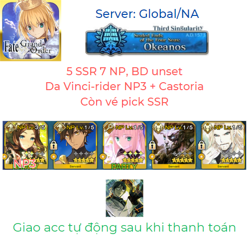 [#660] [NA] [Starter] 5 SSR 7 NP, Da Vinci NP3 + Castoria, BD unset ...