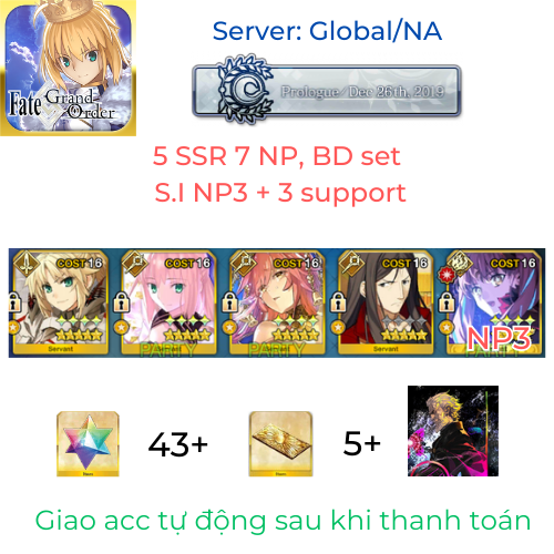 [#926] [NA] [Midgame] 5 SSR 7 NP, S.I NP3 + 3 support, BD set - HM Alter Shop