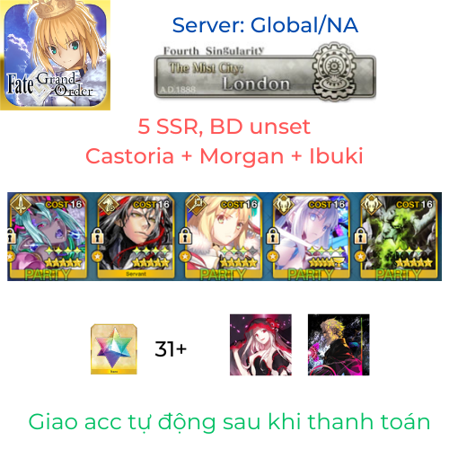 [#990] [NA] [Starter] 5 SSR, Castoria + Morgan + Ibuki, BD unset - HM ...