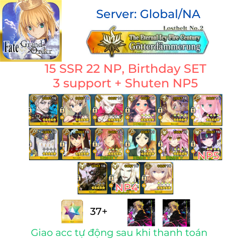 [#1061] [NA] [Midgame] 15 SSR 22 NP, 3 support + Shuten NP5, Birthday SET - HM Alter Shop