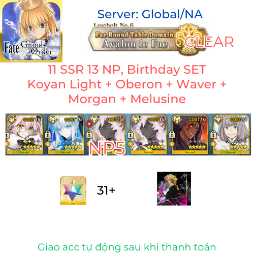 [#1205] [NA] [Endgame] 5 SSR 10 NP, Arjuna Alter NP6 + Morgan + Koyan Light + Oberon, Birthday ...