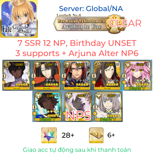 [#1240] [NA] [Endgame] 7 SSR 12 NP, 3 supports + Arjuna Alter NP6, Birthday UNSET - HM Alter Shop