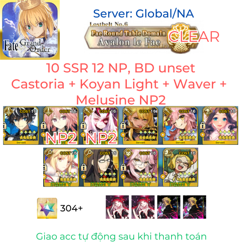 [#1264] [Endgame] 10 SSR 12 NP, Castoria + Koyan Light + Waver + Melusine NP2, BD unset - HM ...
