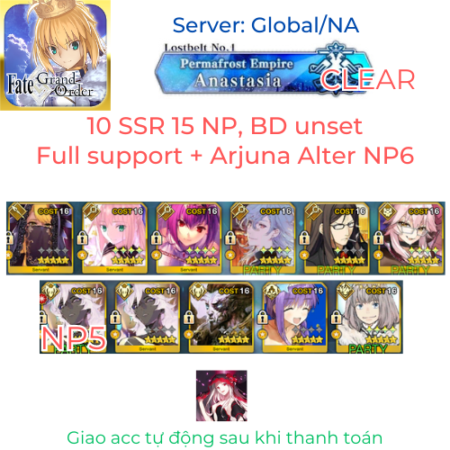 [#1274] [Midgame] 10 SSR 15 NP, Full support + Arjuna Alter NP6, BD unset - HM Alter Shop