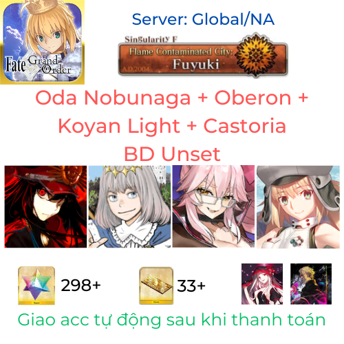 [#ODA50] [NA] [Starter] Oda Nobunaga + Castoria + Koyan Light + Oberon - HM Alter Shop