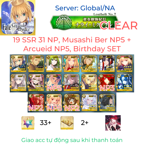[#1346] [Endgame] 19 SSR 31 NP, Musashi Ber NP5 + Arcueid NP5, Birthday ...