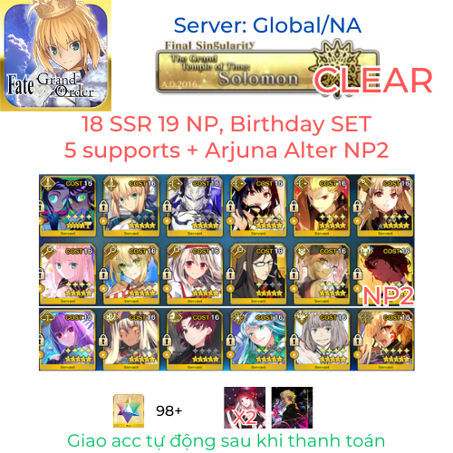 [#1384] [Midgame] 17 SSR 18 NP, 5 supports + Arjuna Alter NP2, Birthday SET - HM Alter Shop